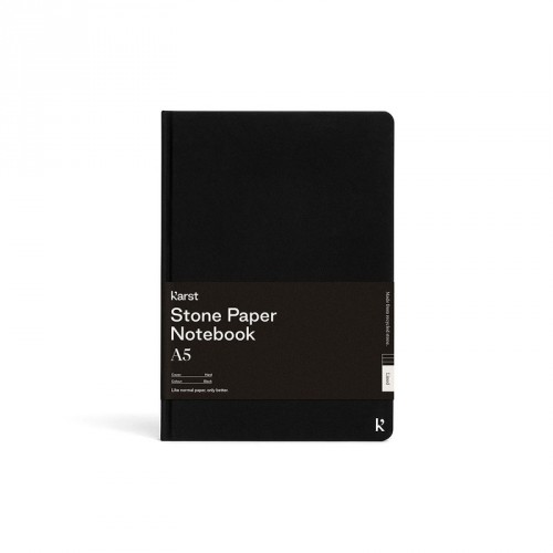 Stone Paper A5 Black Blank Hardcover Notebook